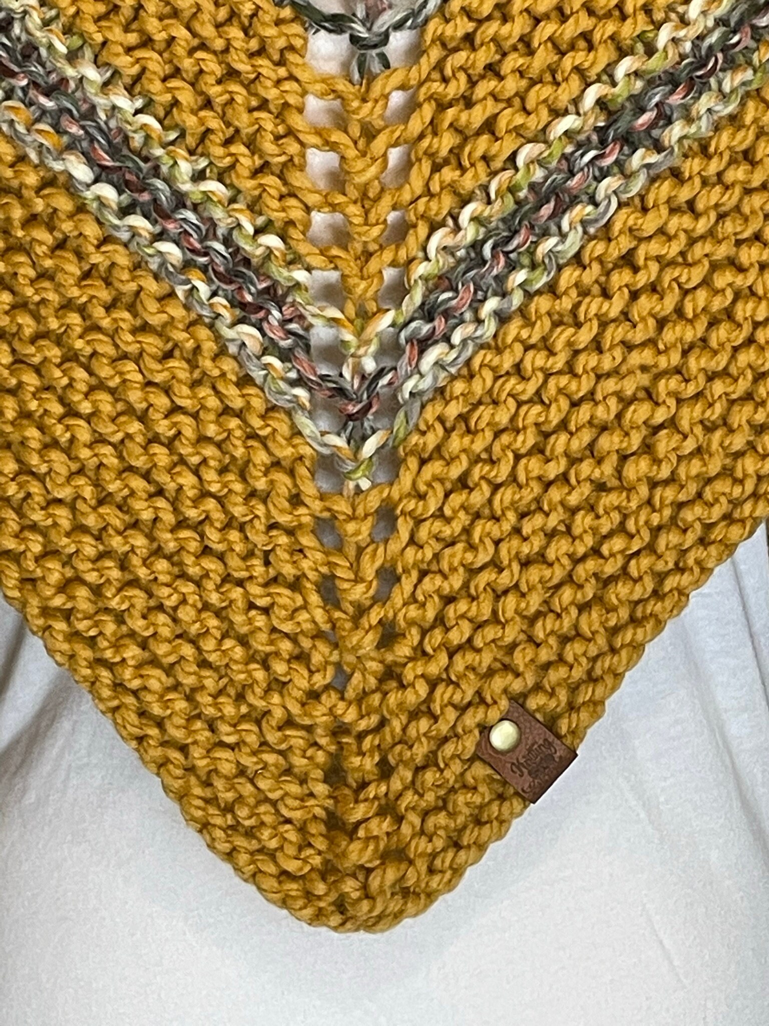 Hand Knitted Shawl Bulky Knit Shawl Mustard Shawl - Etsy