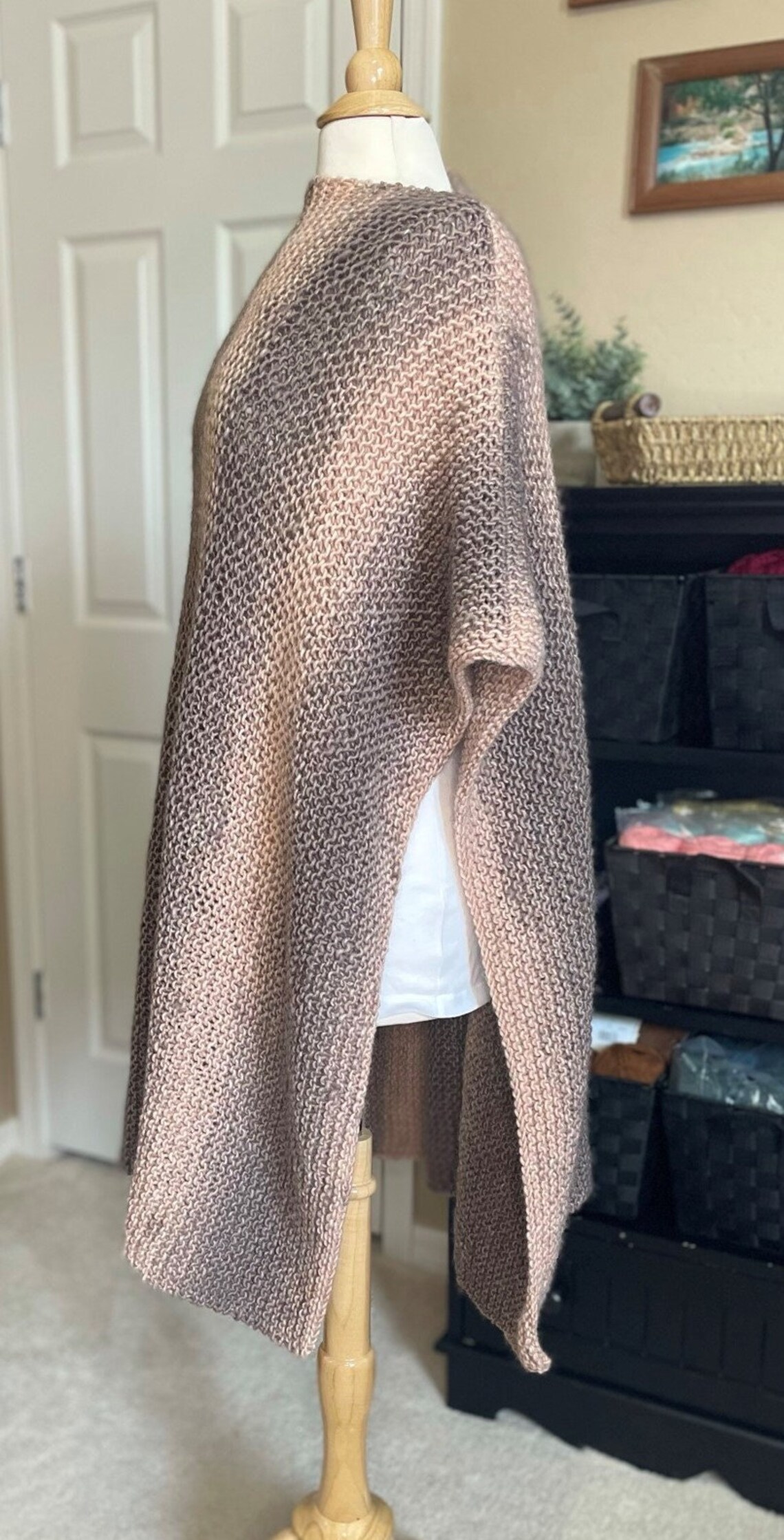 Women's Hand Knitted Poncho Hand Knitted Blanket Poncho - Etsy