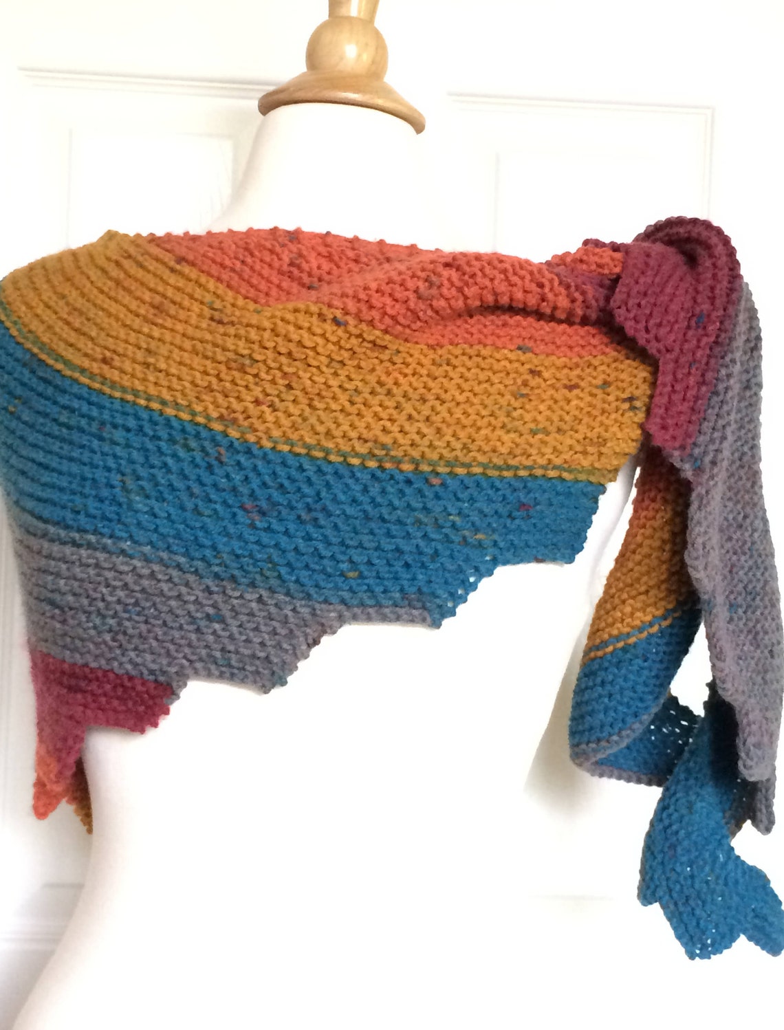 Hand Knitted Asymmetrical Scarf-wrap Asymmetrical Shawl - Etsy