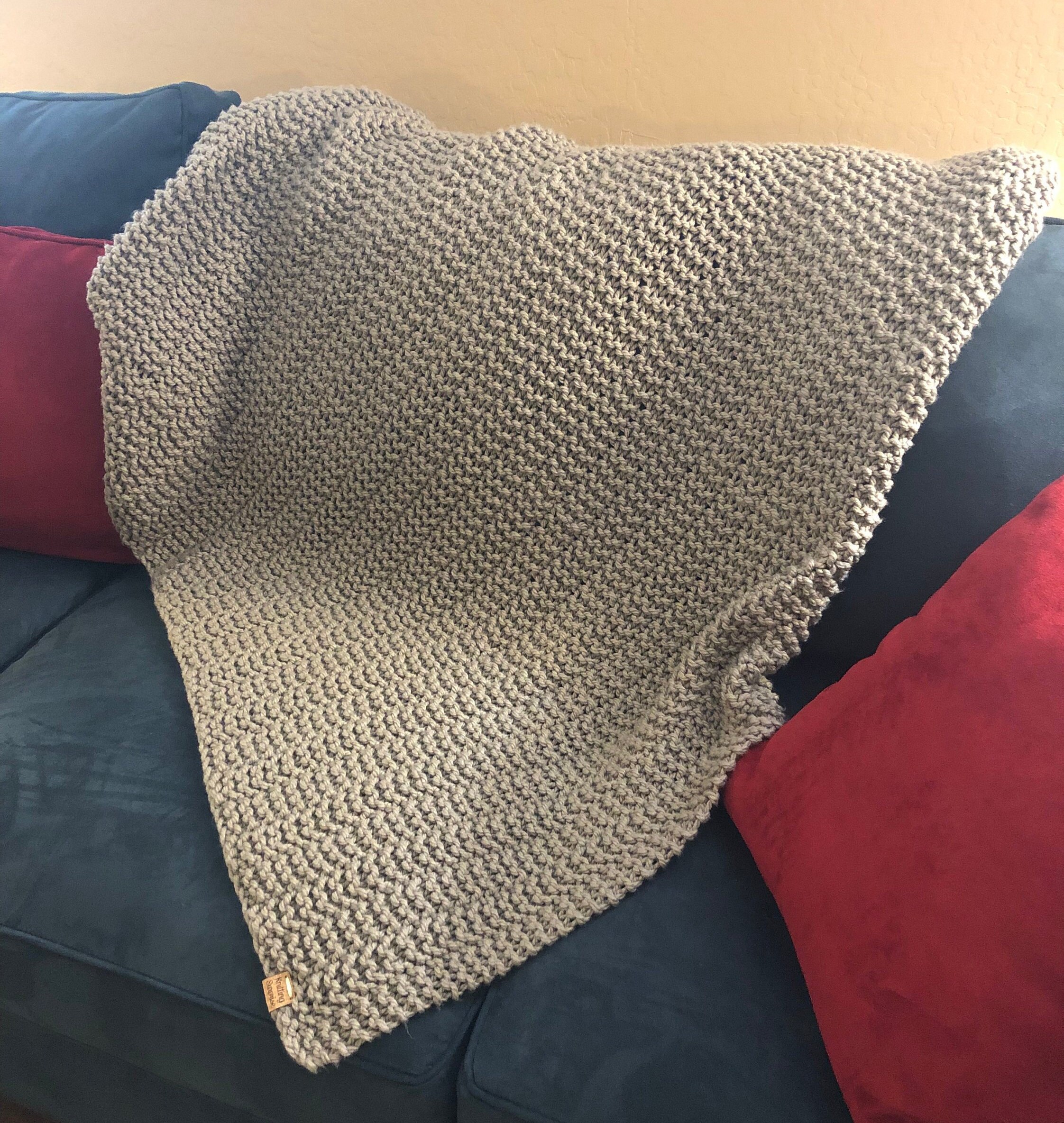 Chunky Knit Blanket Hand Knitted Throw Grey Knit Blanket - Etsy