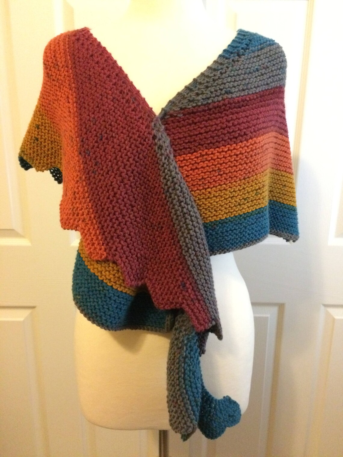 Hand Knitted Asymmetrical Scarf-wrap Asymmetrical Shawl - Etsy