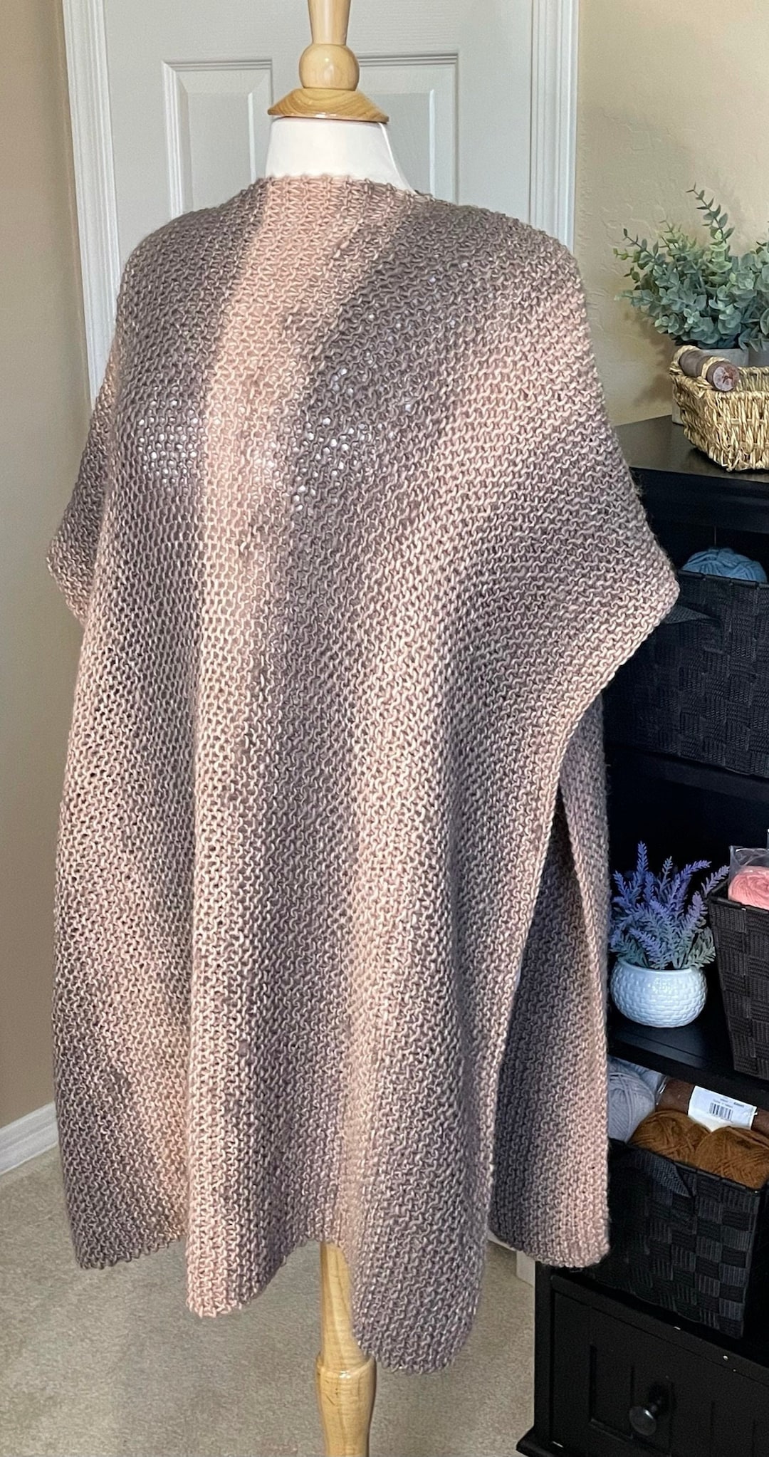 Women's Hand Knitted Poncho, Hand Knitted Blanket Poncho, Fall Knit ...