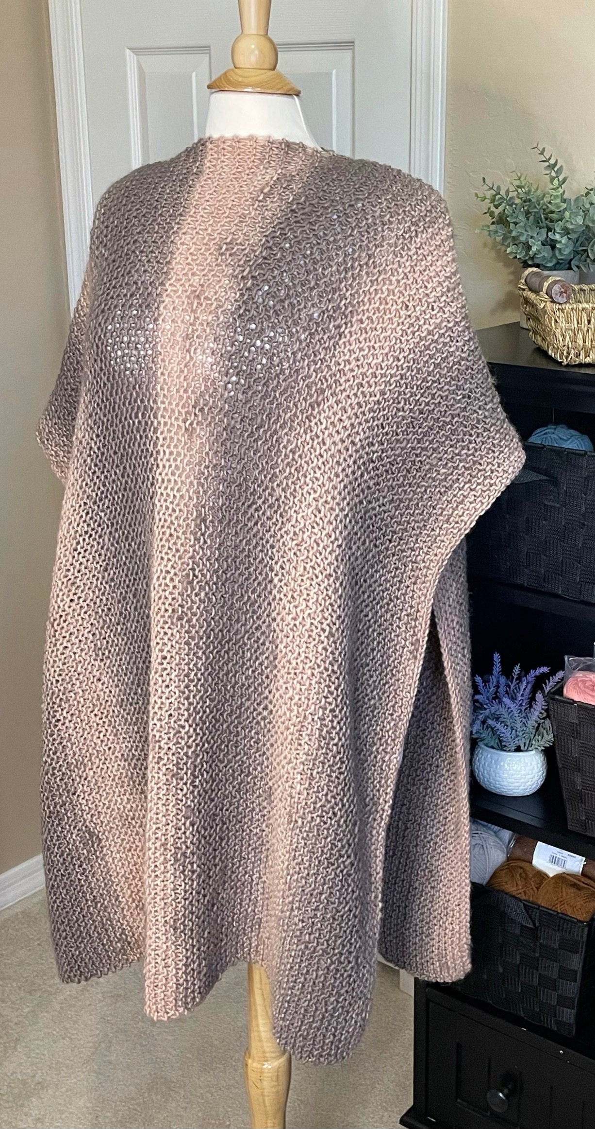 Women's Hand Knitted Poncho, Hand Knitted Blanket Poncho, Fall Knit ...