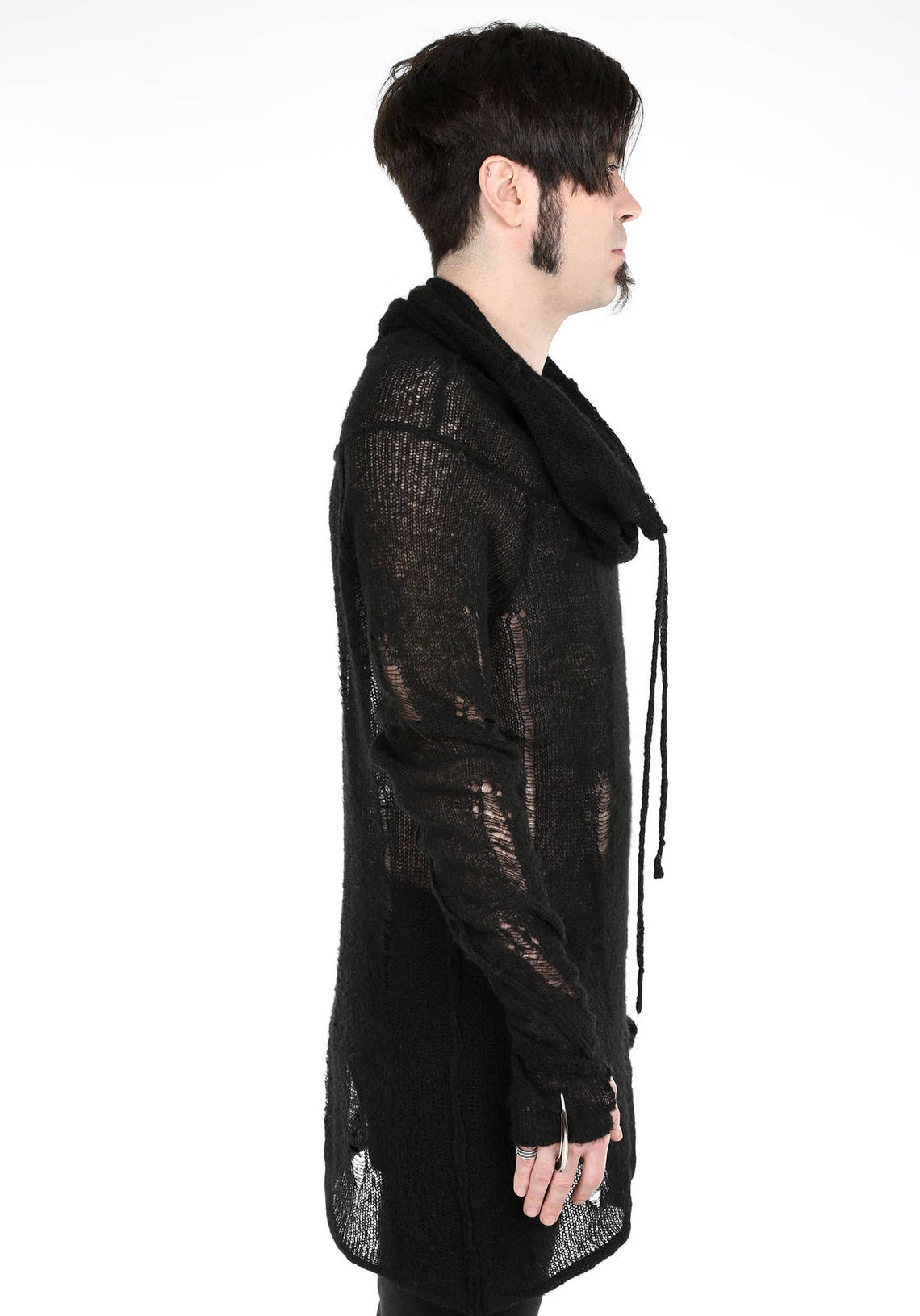 Mens Knit Black Gothic Jumper Mohair Knitted Punk Sweater - Etsy