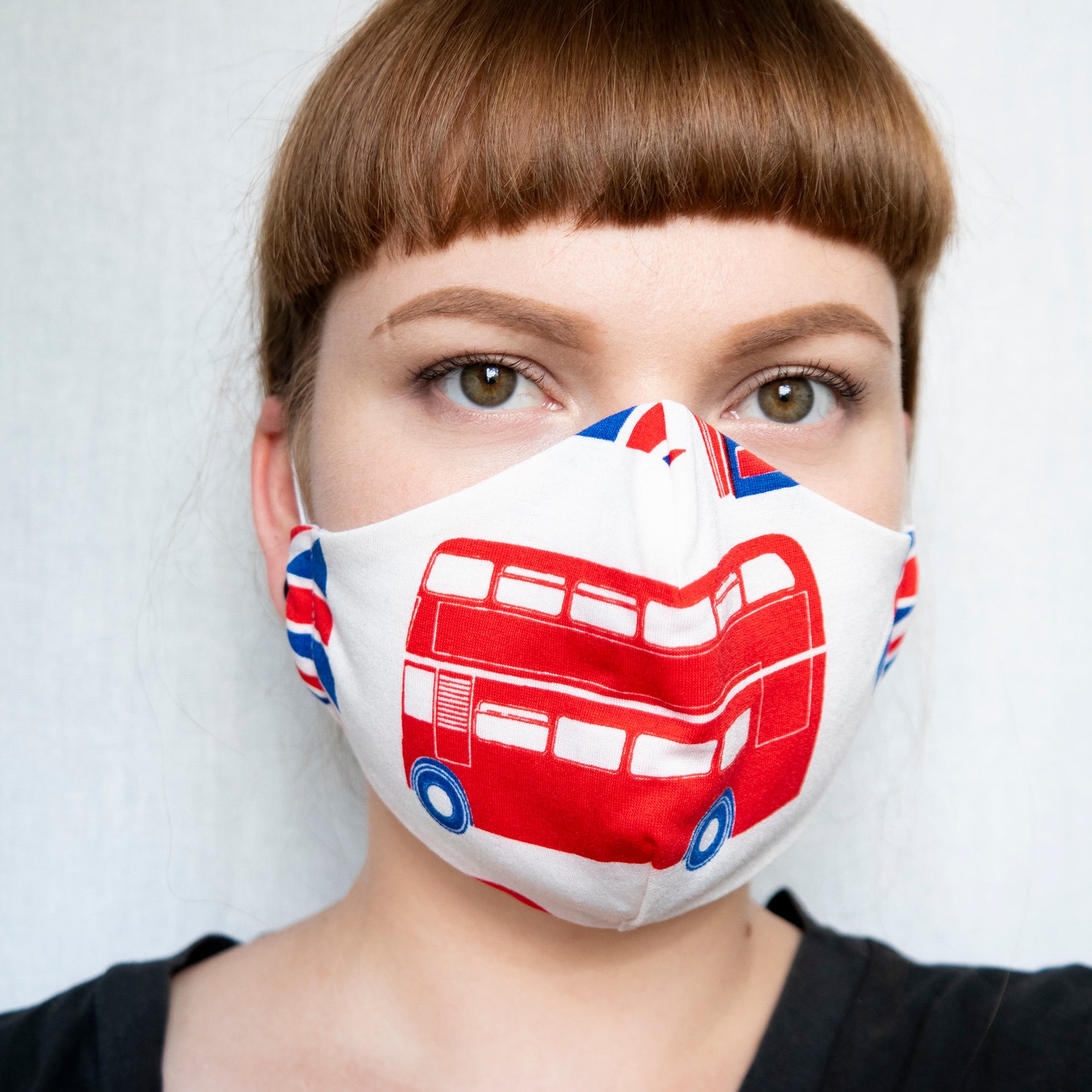 London bus face mask very British face mask cotton reusable | Etsy