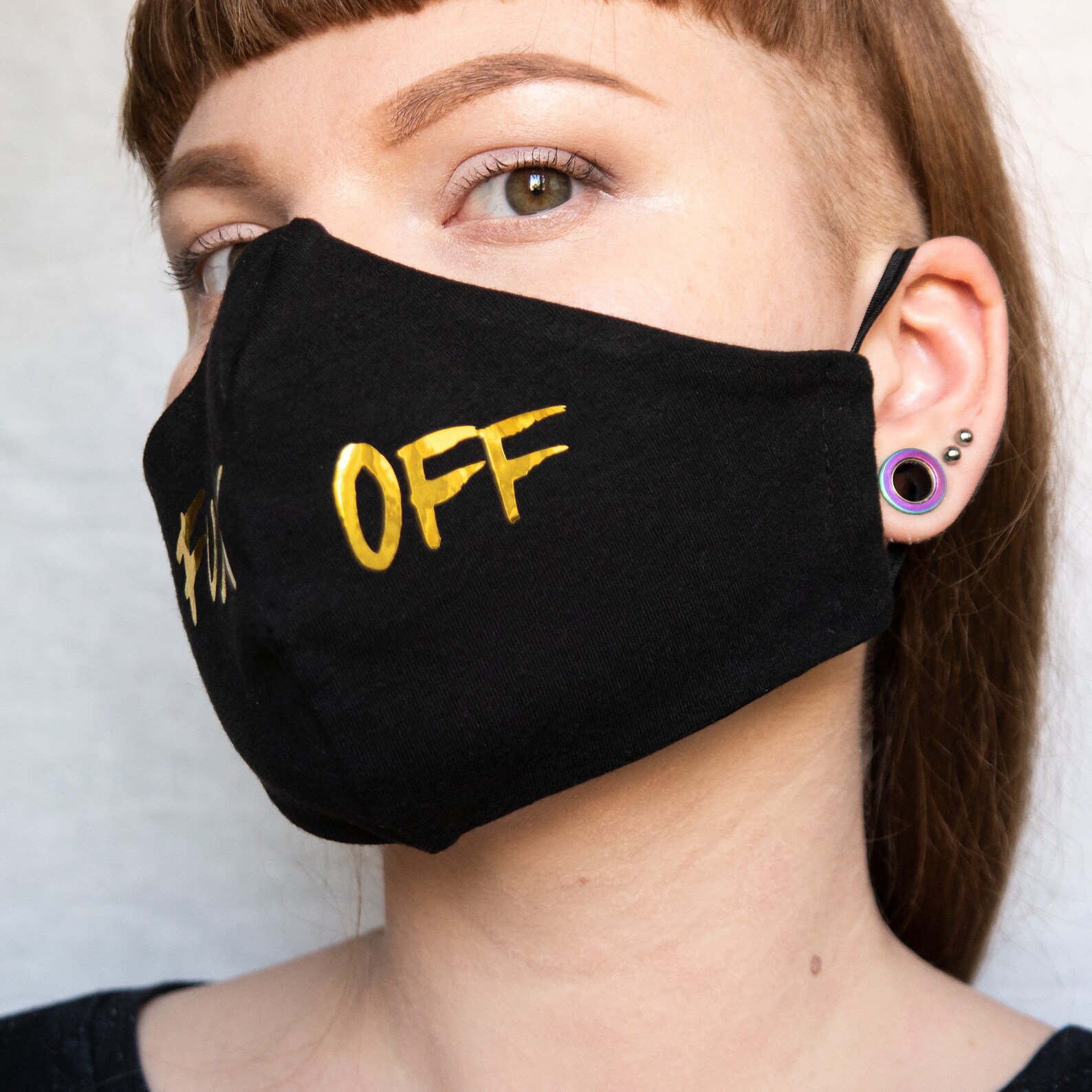 F off Face Mask Mirror Silver Print Black Cotton Facemask | Etsy