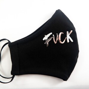 F off Face Mask Mirror Silver Print Black Cotton Facemask | Etsy