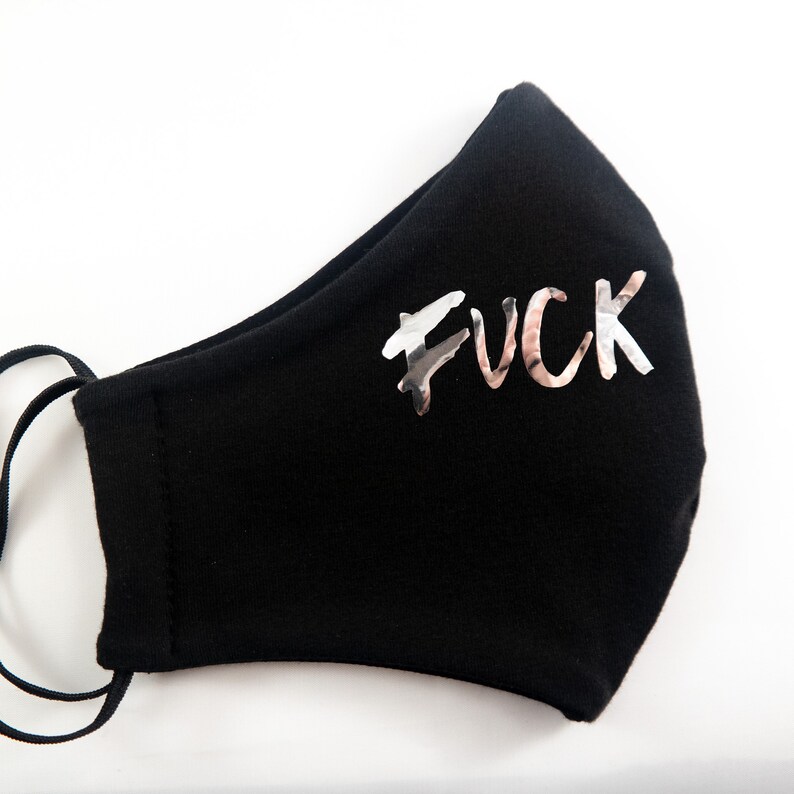 F off Face Mask Mirror Silver Print Black Cotton Facemask | Etsy