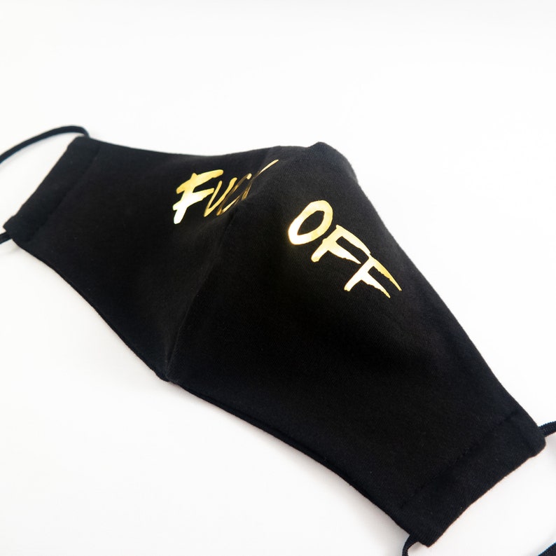 F off Face Mask Mirror Silver Print Black Cotton Facemask | Etsy