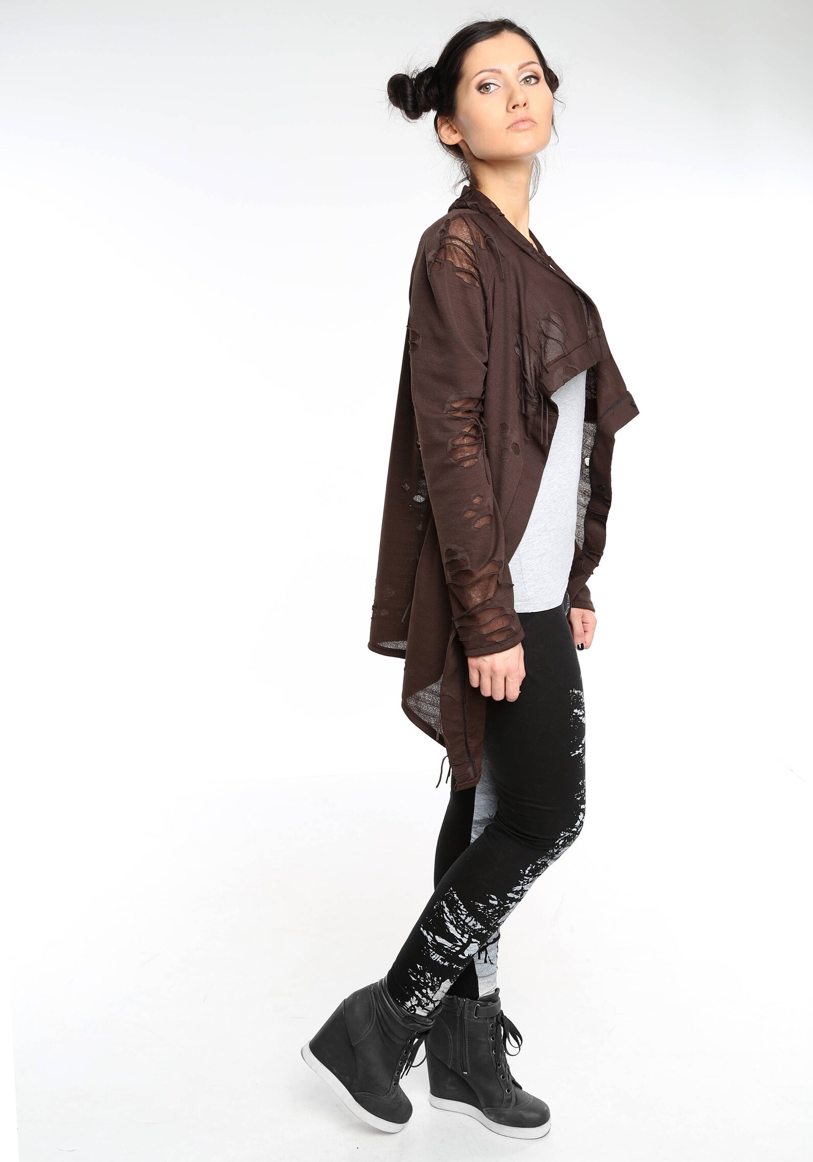 Brown Steampunk Asymmetrical Cardigan Textured Town Fabric - Etsy