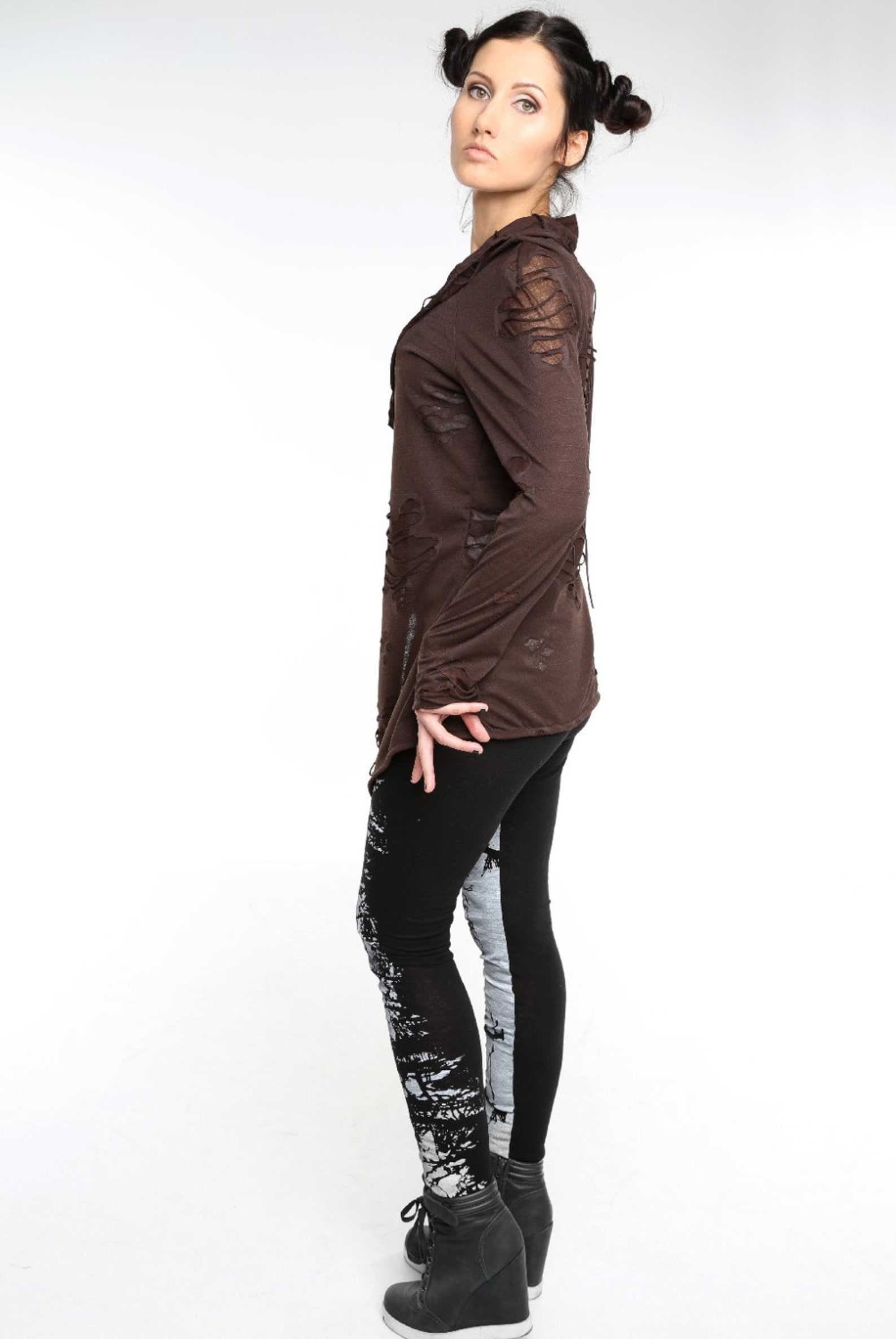 Brown Steampunk Asymmetrical Cardigan Textured Town Fabric - Etsy
