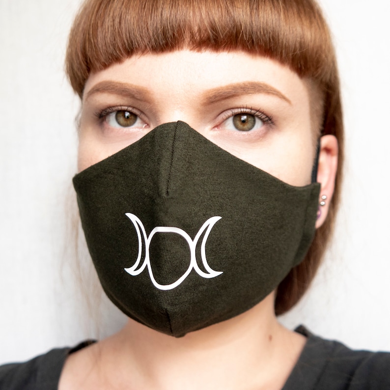 Triple moon face mask pagan wicca magic symbols Goddess | Etsy