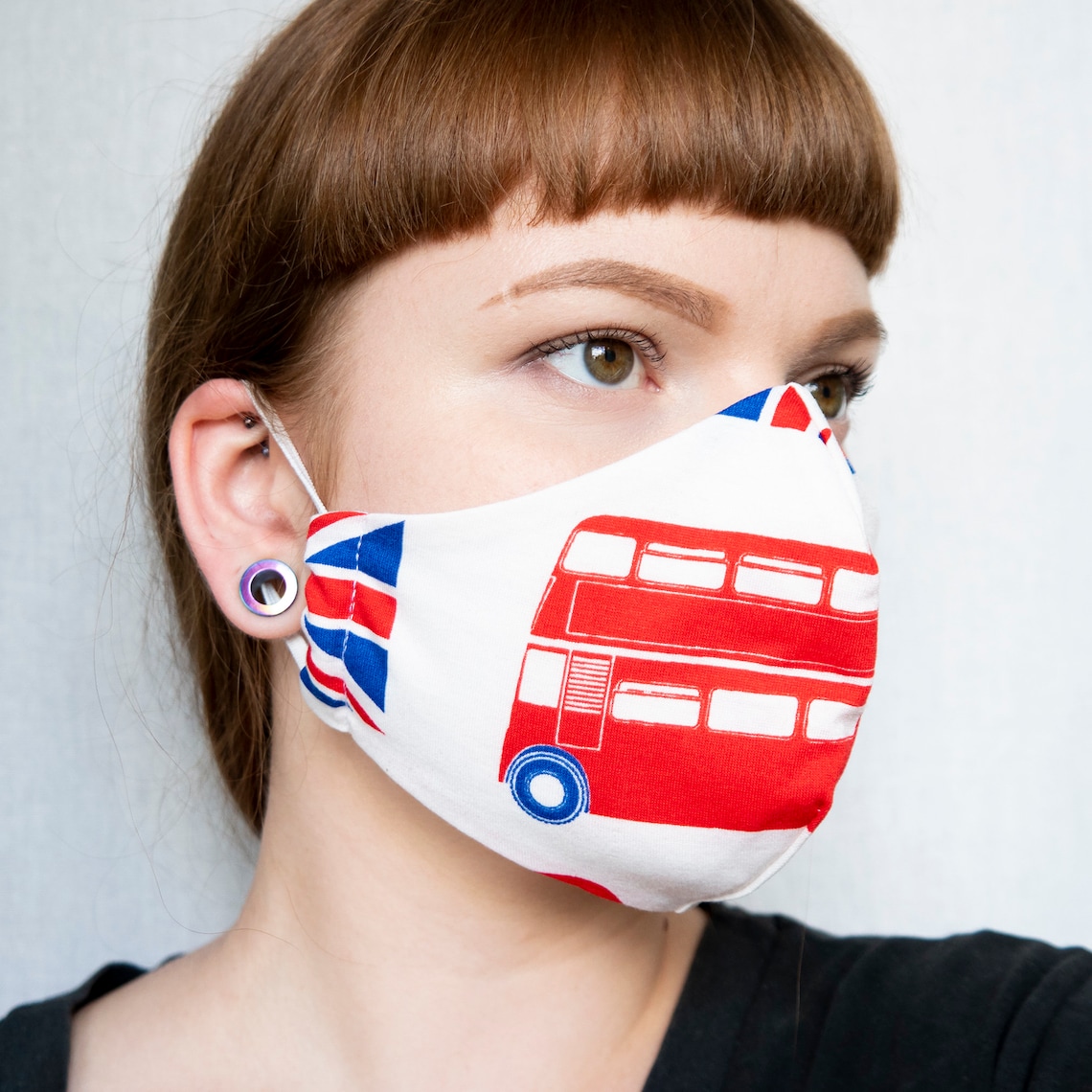 London bus face mask very British face mask cotton reusable | Etsy
