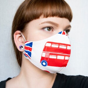 London bus face mask very British face mask cotton reusable | Etsy