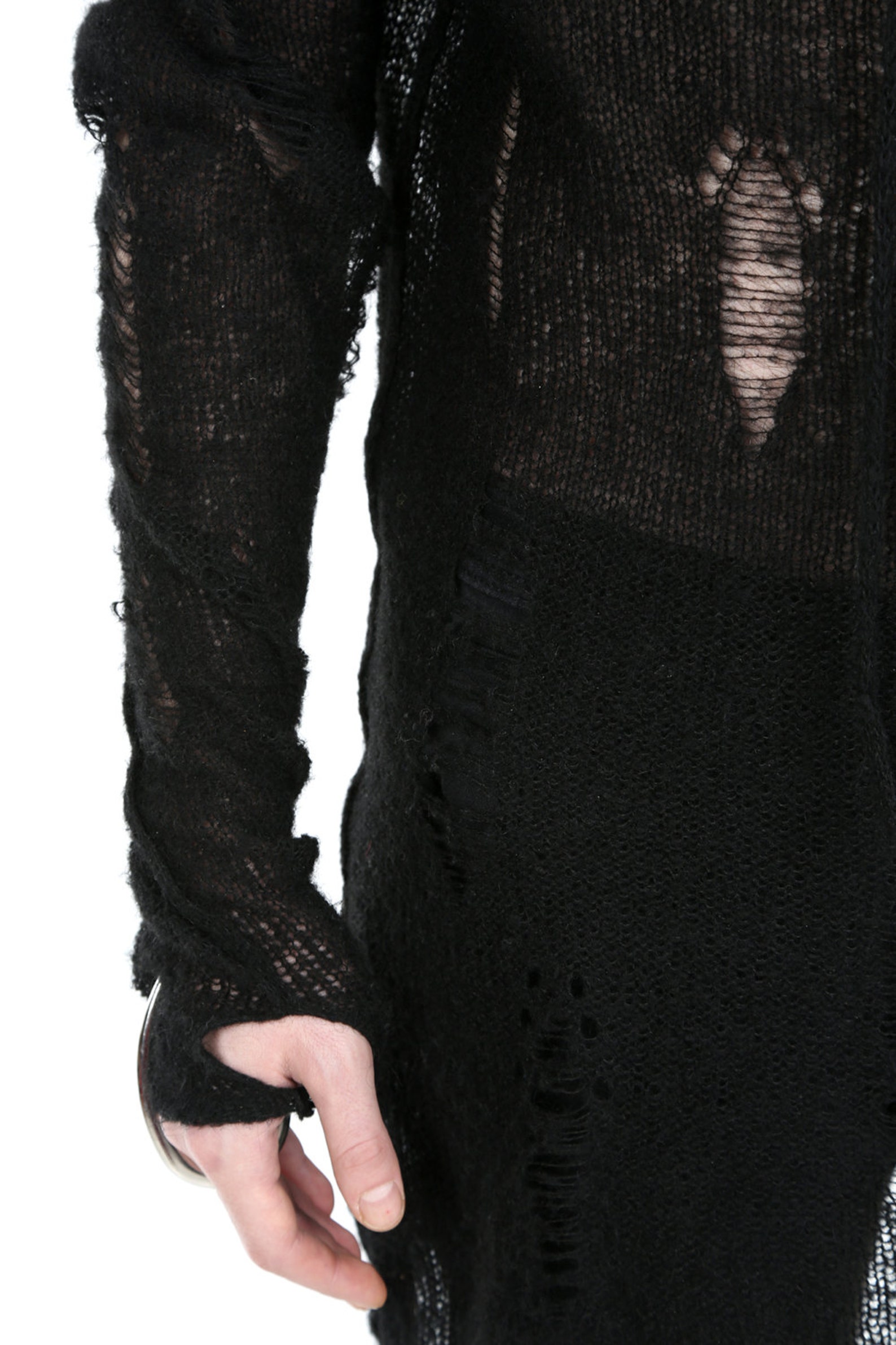 Mens Knit Black Gothic Jumper Mohair Knitted Punk Sweater - Etsy