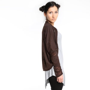 Brown Bolero, Brown Lycra Jersey Bolero, Oversized Bolero, Freeform ...