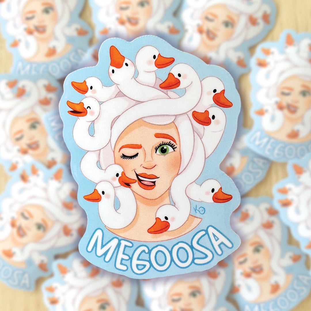 Megoosa - Medusa Pun Goose Sticker - Etsy