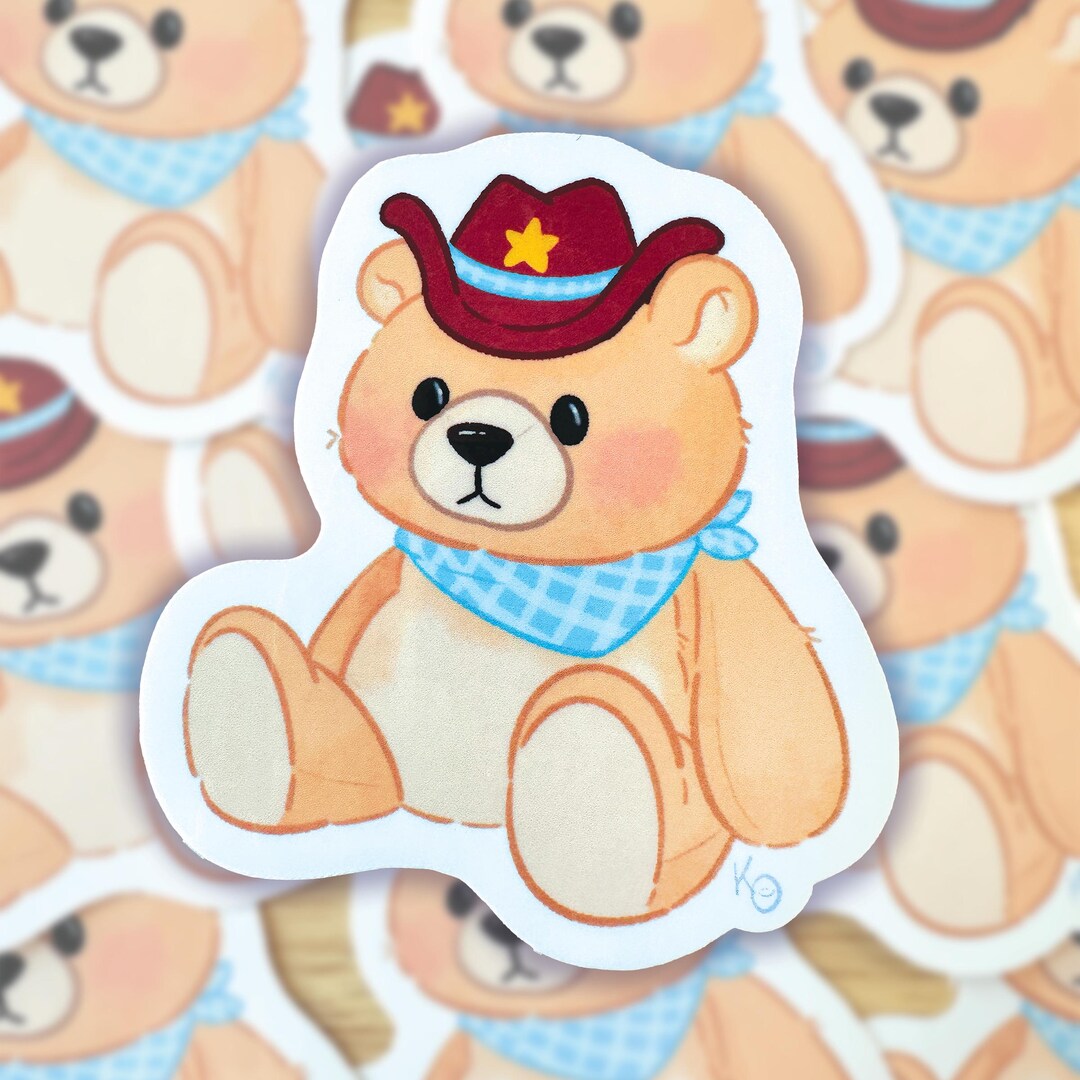 Charming Cowboy Teddy Bear Sticker - Western Themed Vinyl Decal - Etsy