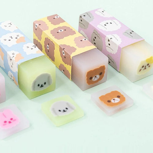Chibi Animal Erasers Semi Clear Transparent Erasers Stick - Etsy