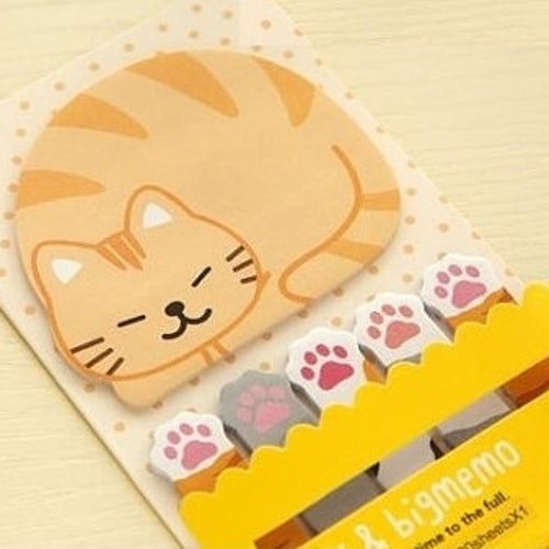 Orange Cat Sticky Notes Kawaii Sticky Index Tabs | Etsy