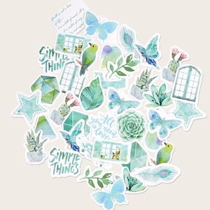 Green Watercolor Stickers 23 Plant Stickers, Simple Things, Succulents ...