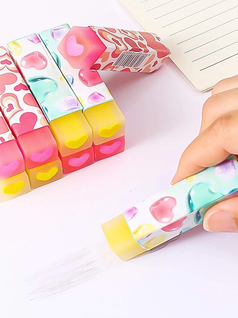 Heart Erasers Cute Love Heart Erasers Stick Erasers Pencil - Etsy
