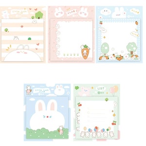 Rabbit & Bear Sticky Notes Kawaii Notes Cute Stationery - Etsy