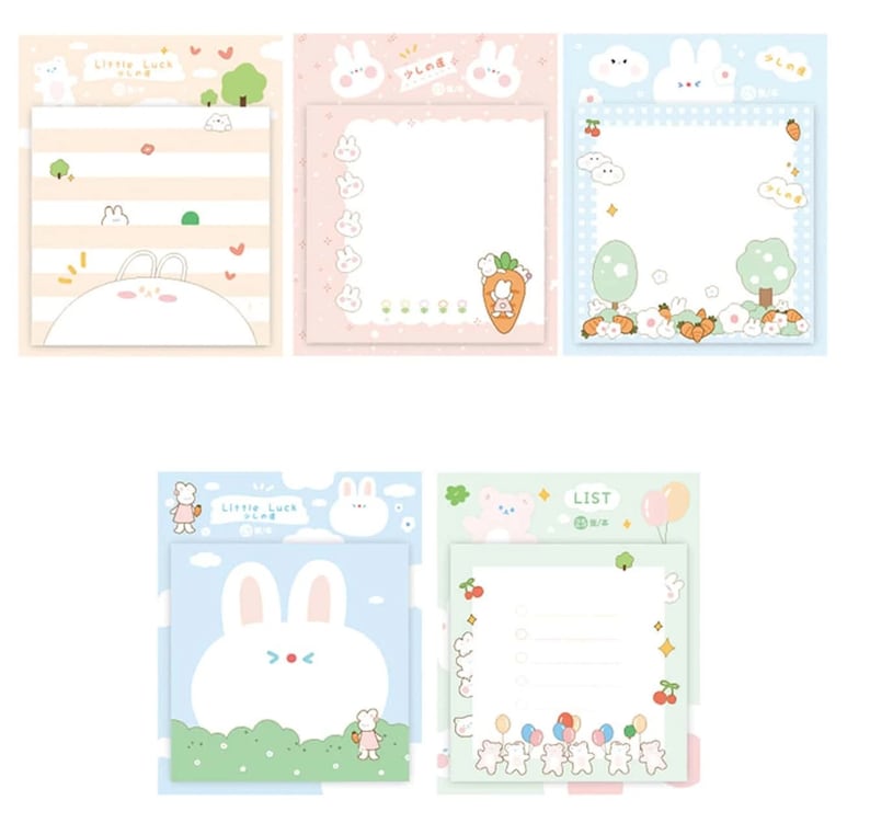 Rabbit & Bear Sticky Notes Kawaii Notes Cute Stationery | Etsy