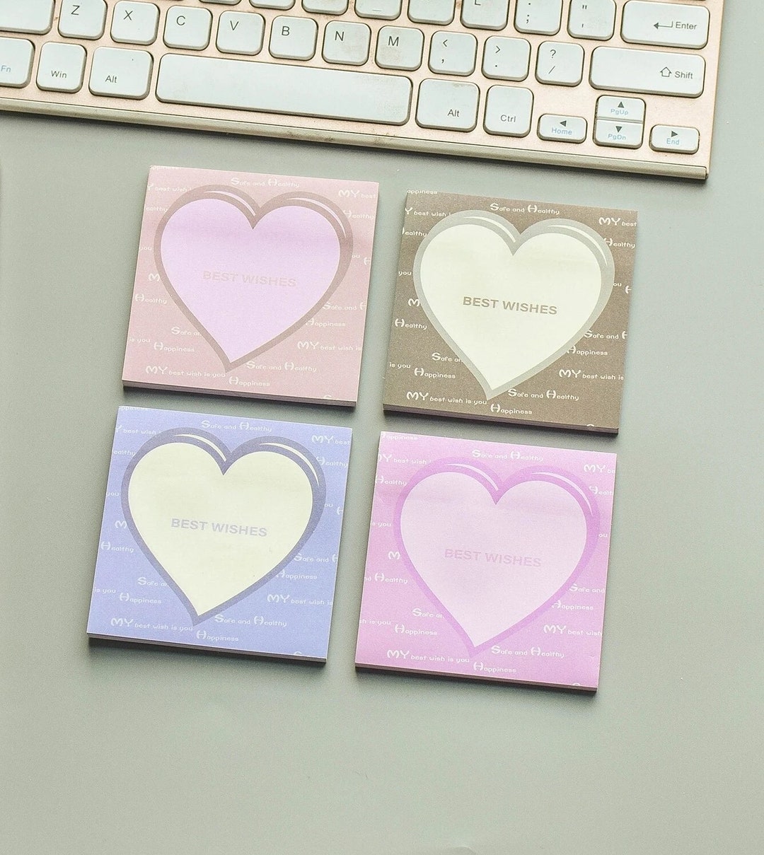 Best Wishes Heart Sticky Notes 50 Sheets, Cute Sticky Notes, Cute ...