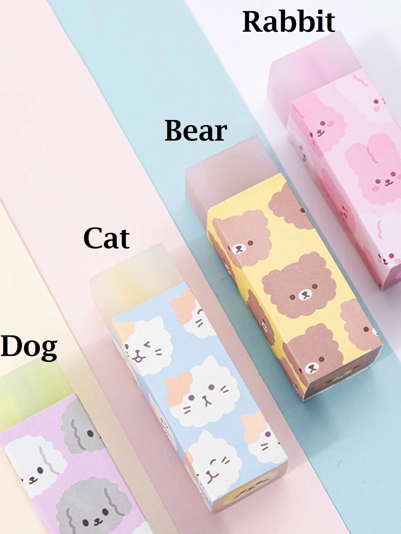 Chibi Animal Erasers Semi Clear Transparent Erasers Stick - Etsy