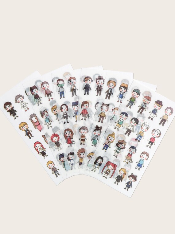 Outfits 6 sheets - Boys and Girls Stickers Dresses Cartoon People ...