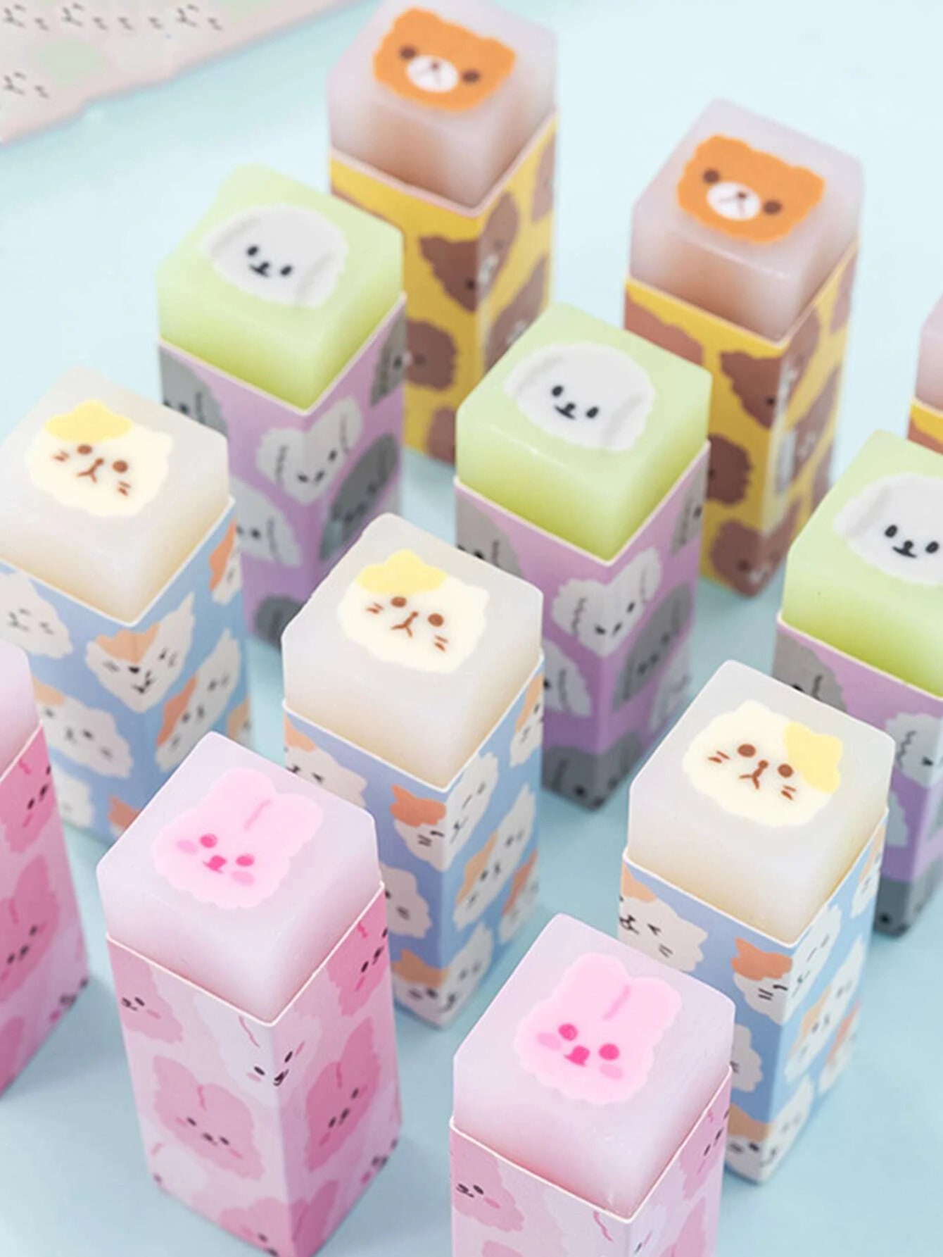 Chibi Animal Erasers Semi Clear Transparent Erasers Stick - Etsy