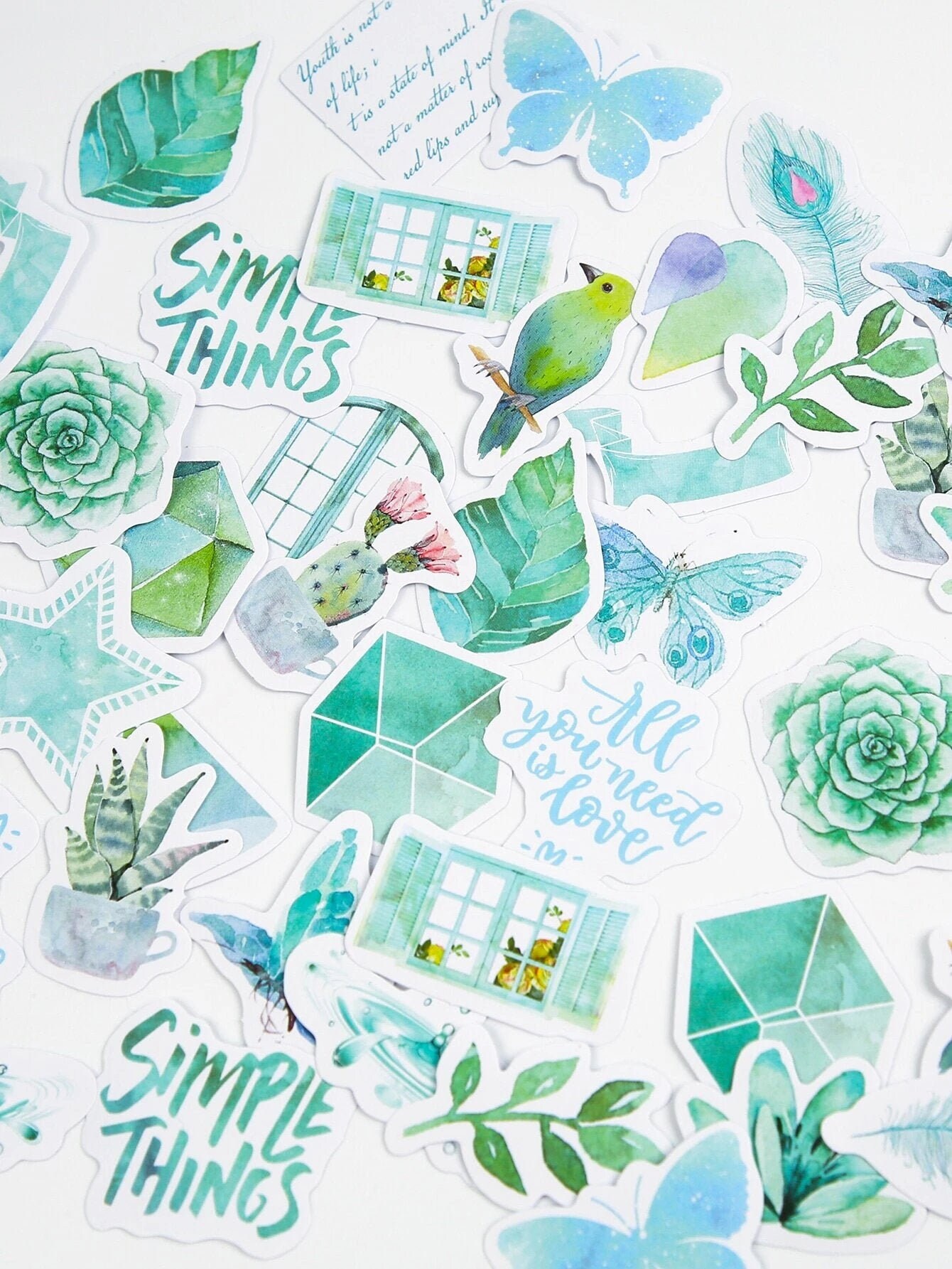 Green Watercolor Stickers 23 Plant Stickers Simple Things - Etsy