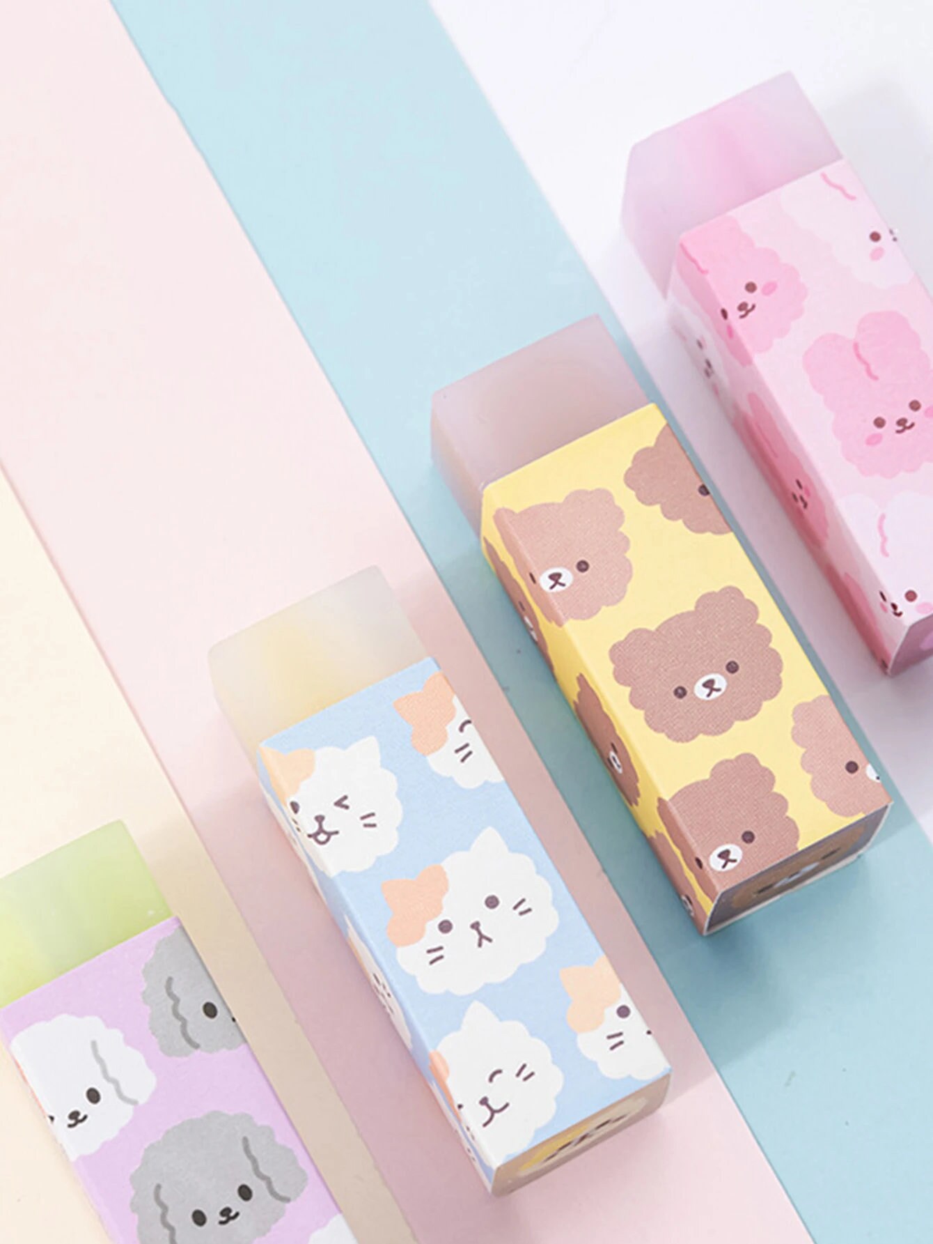 Chibi Animal Erasers Semi Clear Transparent Erasers Stick - Etsy