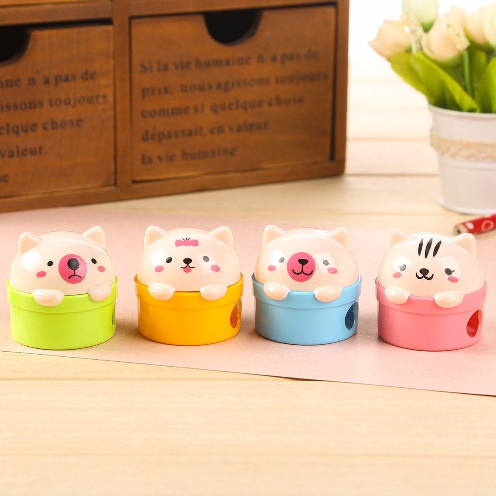 Happy Animal Pencil Sharpeners Kawaii Pencil Sharpeners | Etsy