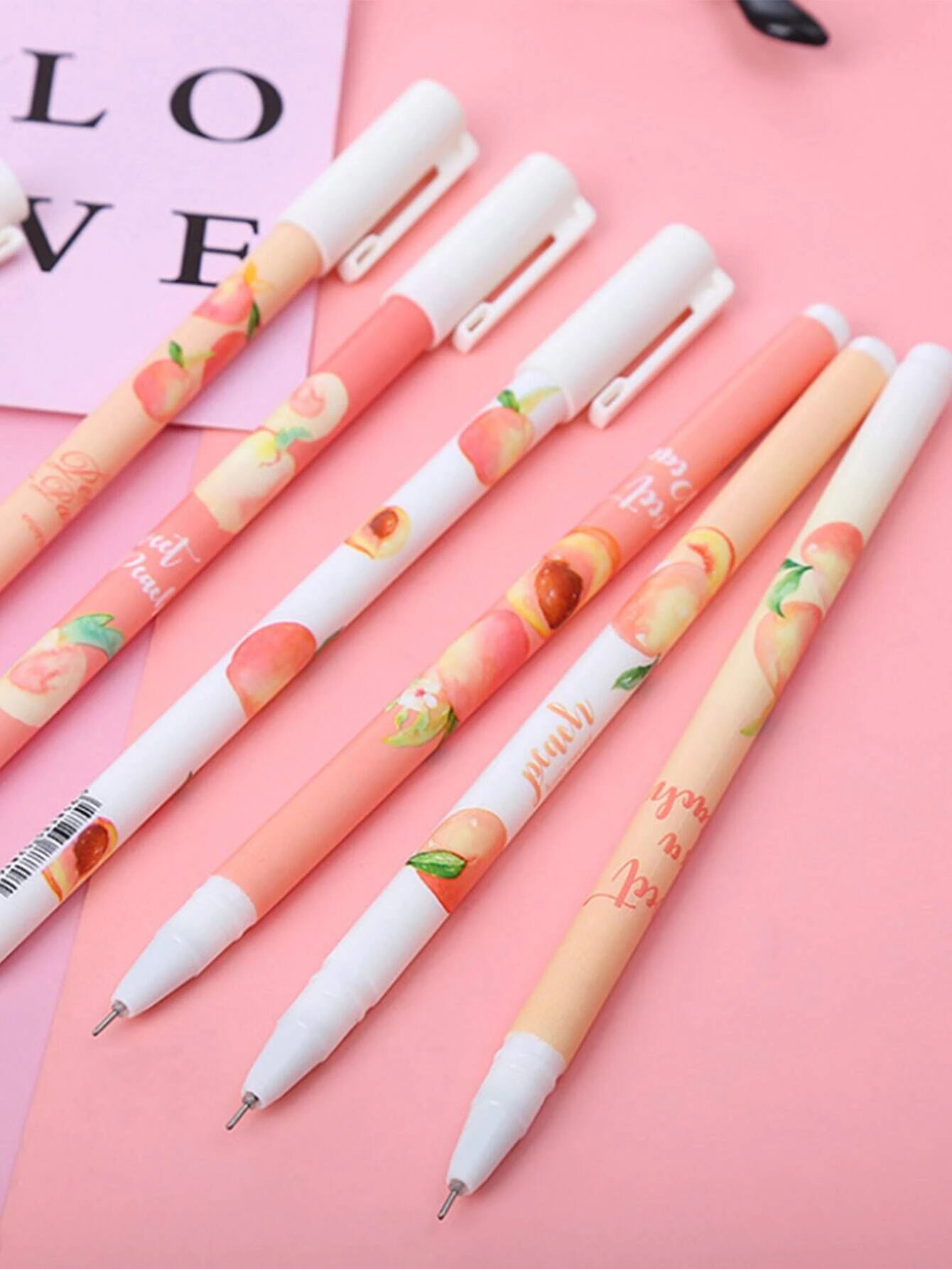 Peach Pens 0.5mm Black Ink Peach Stationary Kawaii Peach | Etsy