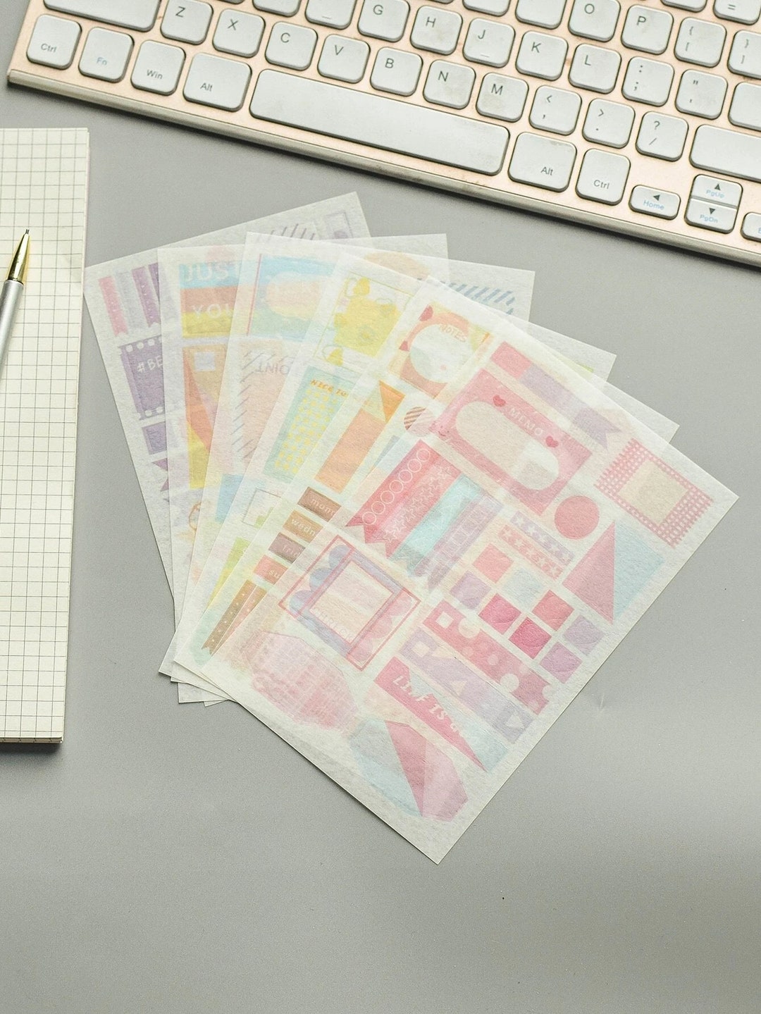 Colorful Mixed Pattern Stickers 6 Sheets Washi Stickers - Etsy