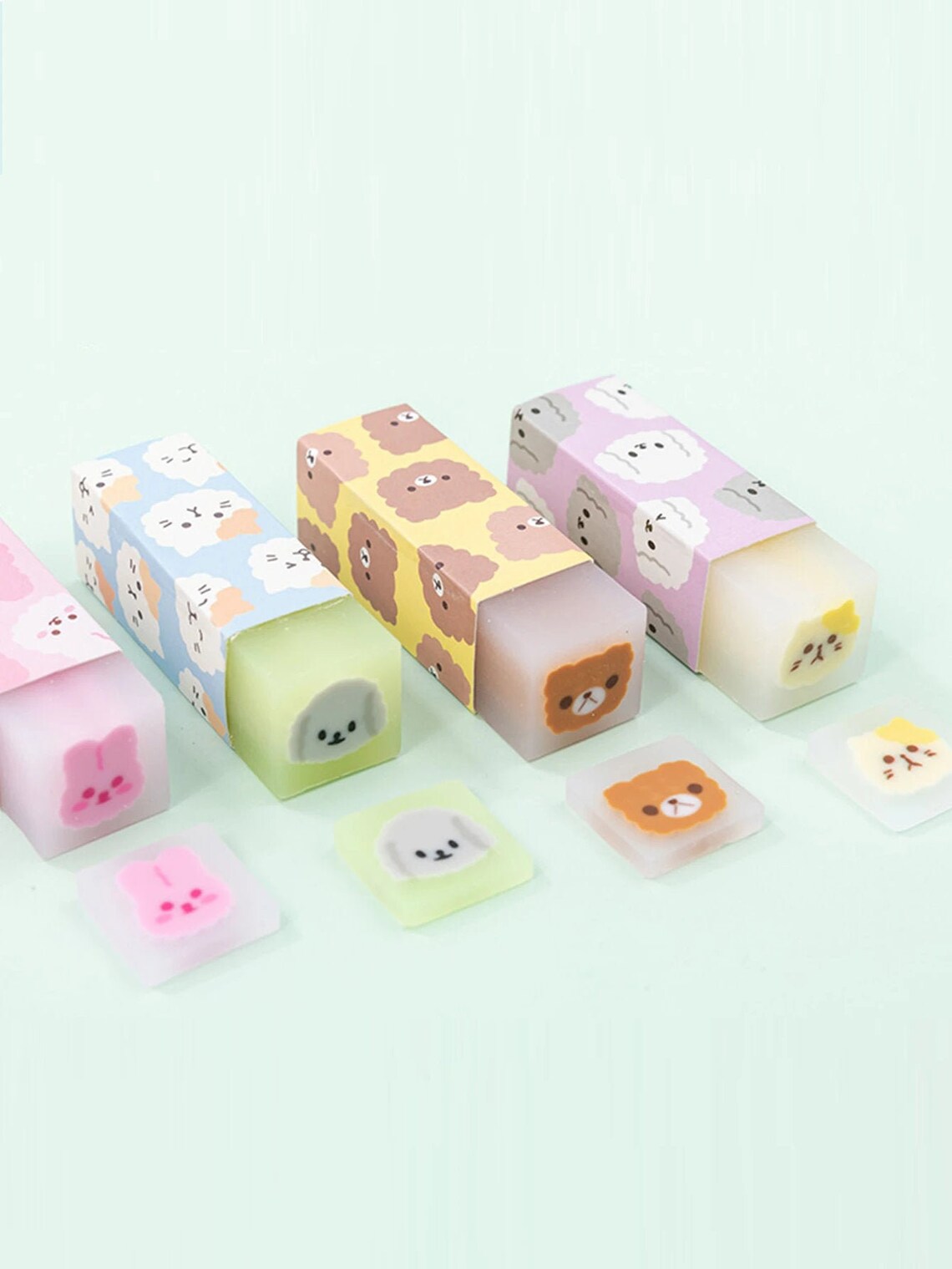 Chibi Animal Erasers Semi Clear Transparent Erasers Stick - Etsy