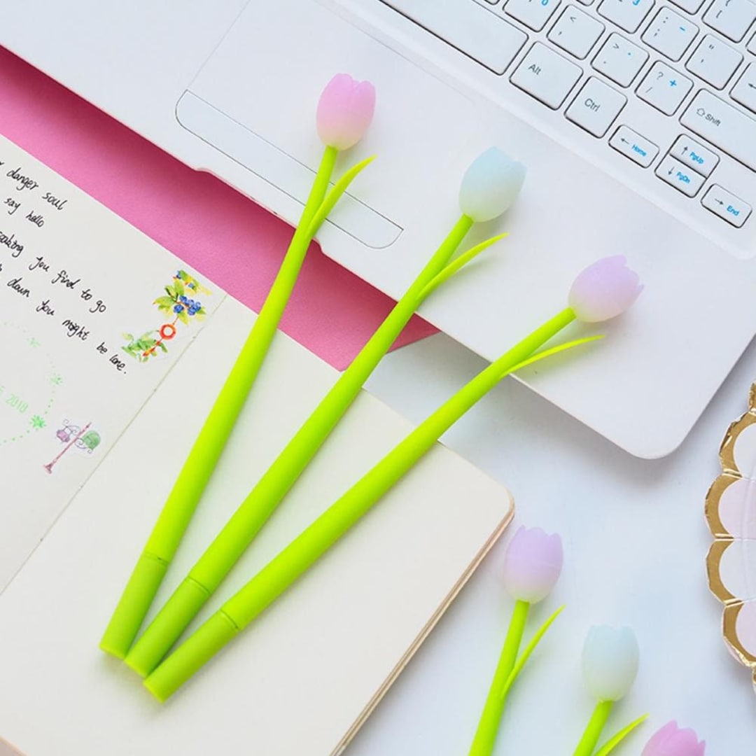 Color Changing Tulip Pens Black Ink, 0.38mm, Flower Pens, Floral Pens ...