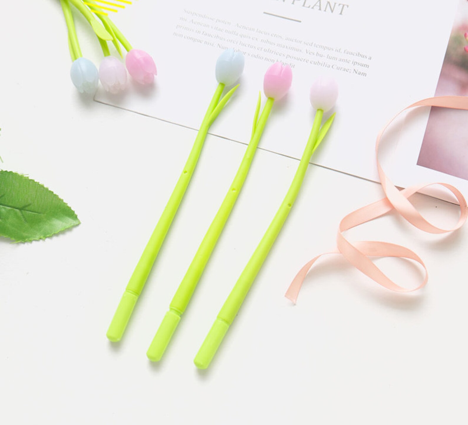 Color Changing Tulip Pens Black Ink 0.38mm Flower Pens - Etsy