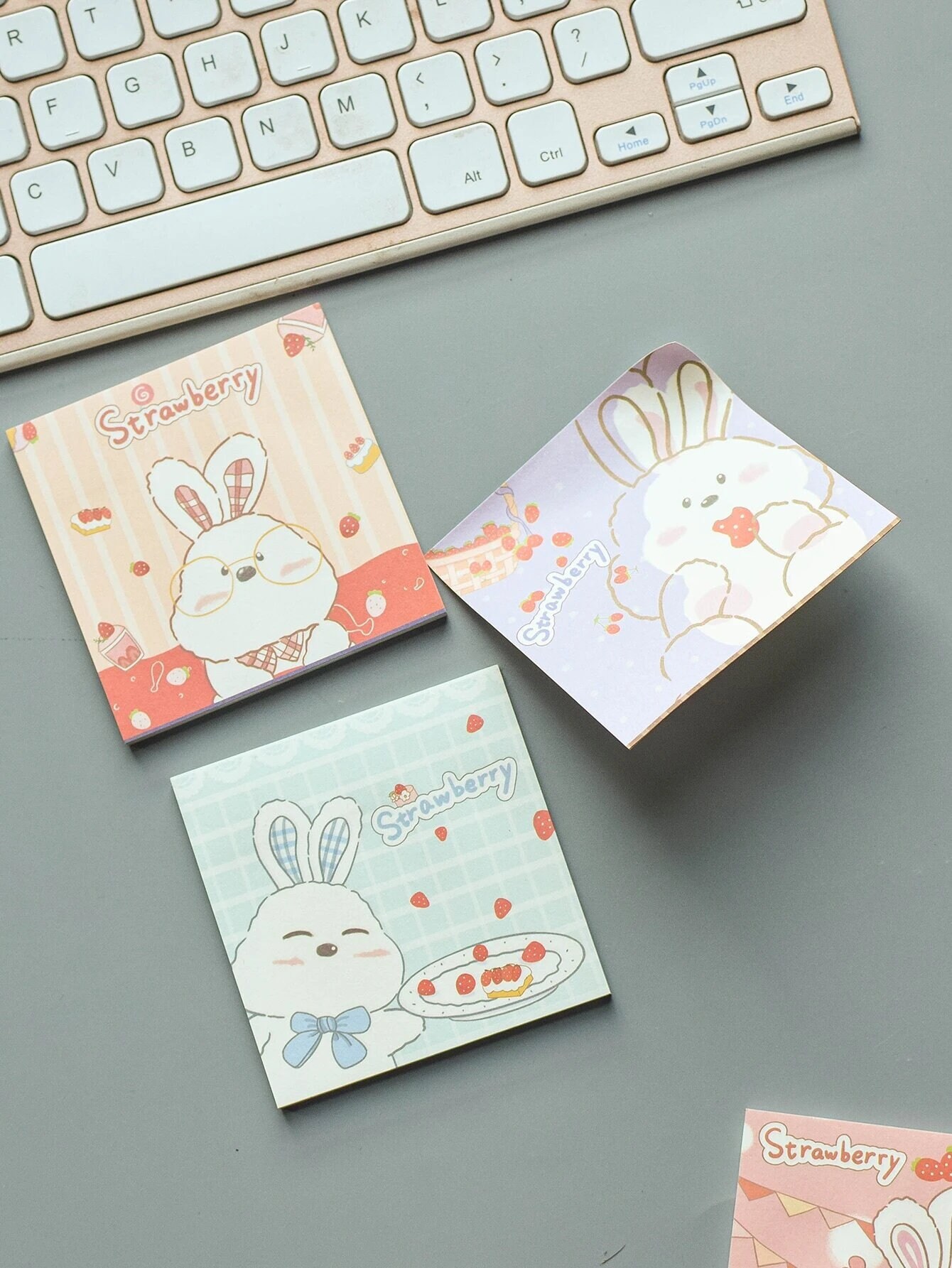 Strawberry Rabbit Sticky Notes 50 Sheets Cute Rabbit Memo - Etsy