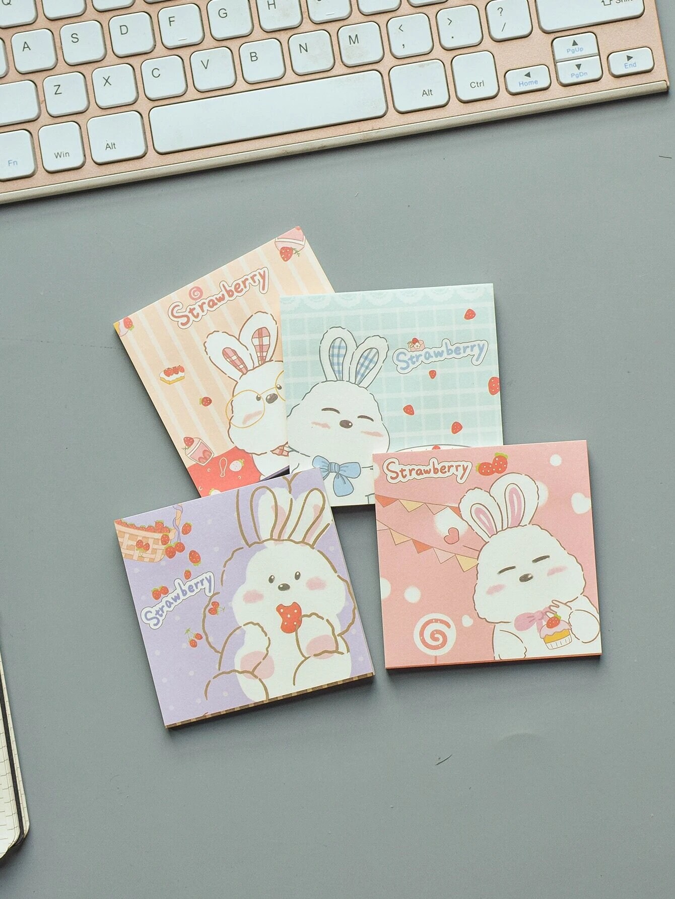Strawberry Rabbit Sticky Notes 50 Sheets Cute Rabbit Memo - Etsy