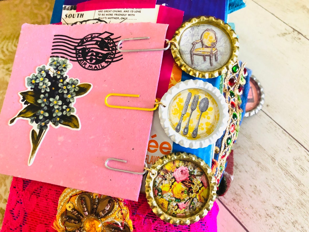 Decorated Paper Clips, Bottle Cap Charms, Junk Journal Charms, Junk ...