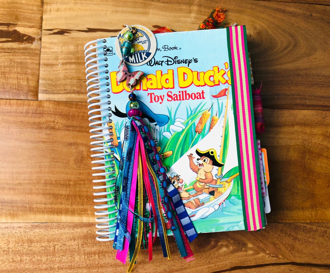 Donald Duck Coiled Notebook, Smash Book, LGB Junk Journal, Spiral ...