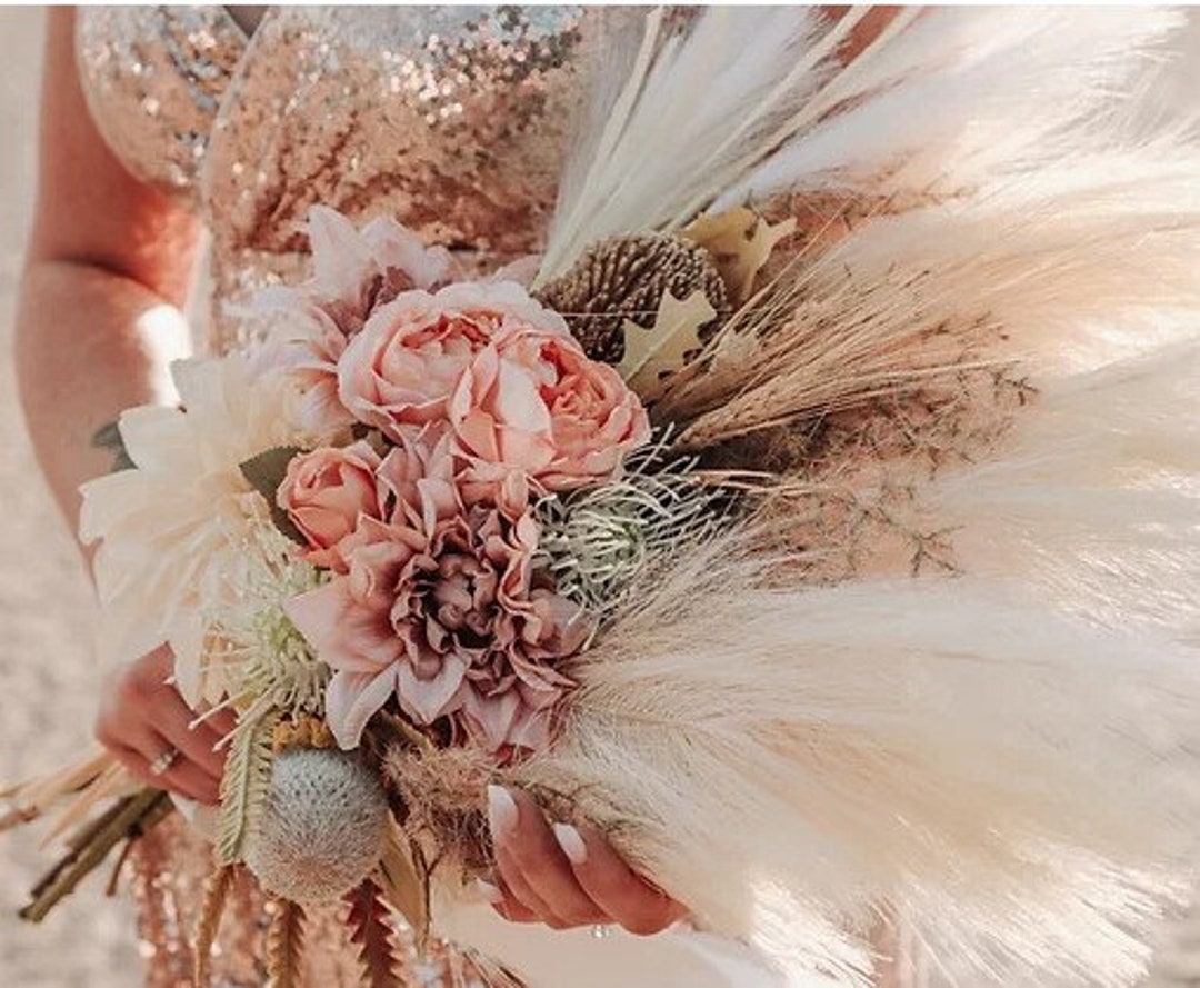 Bohemian Daydream Neutral Bridal Wedding Bouquet Long Stem Hand Tied ...