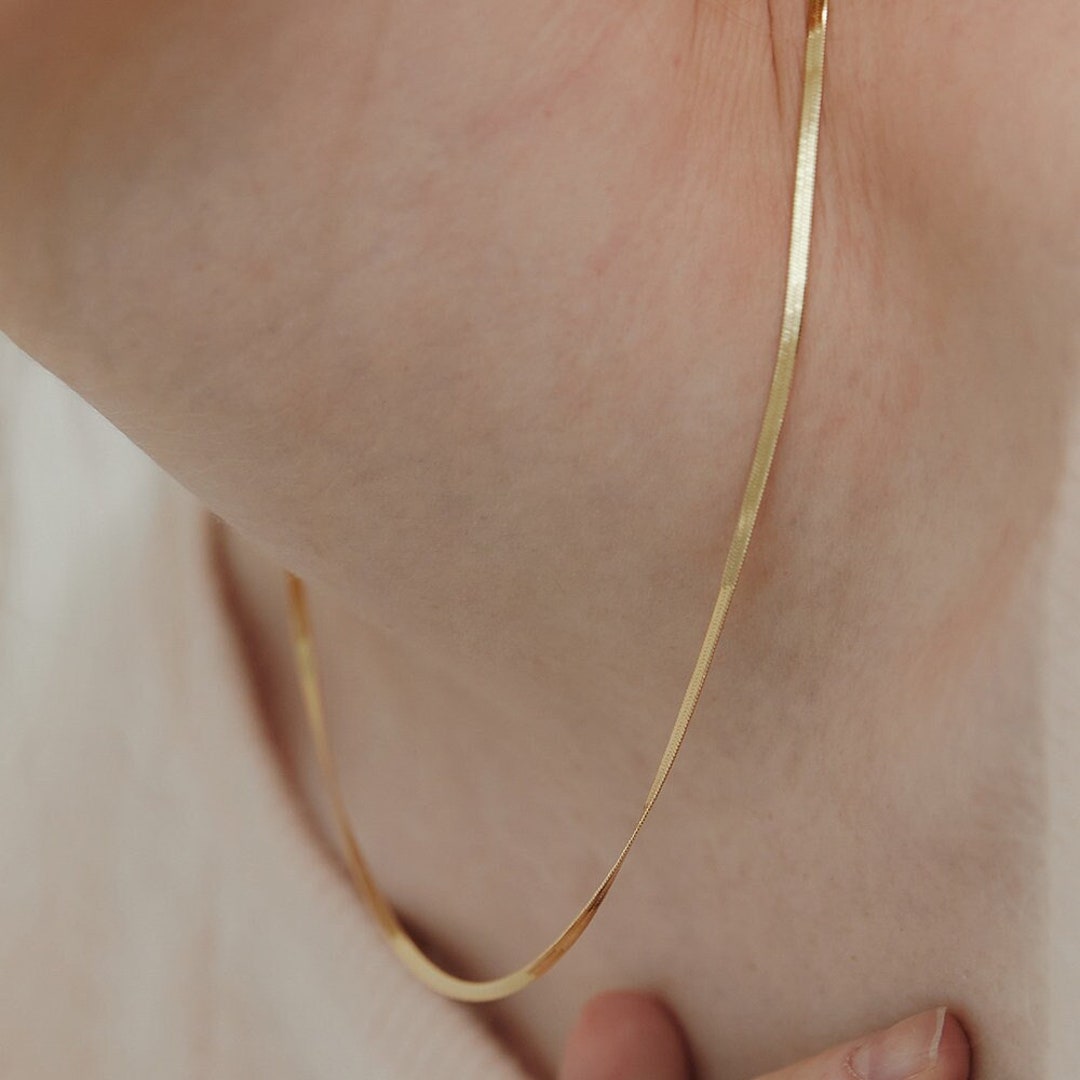 Sterling Silver Modern Flat Snake Chain Necklace,herringbone Chain ...