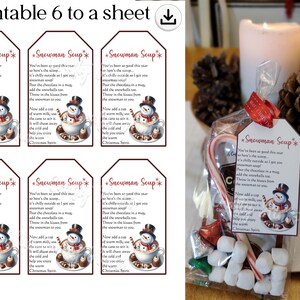 3 Types of DIY Snowman Soup Printable, Bag Topper, Holiday Treat Bag ...