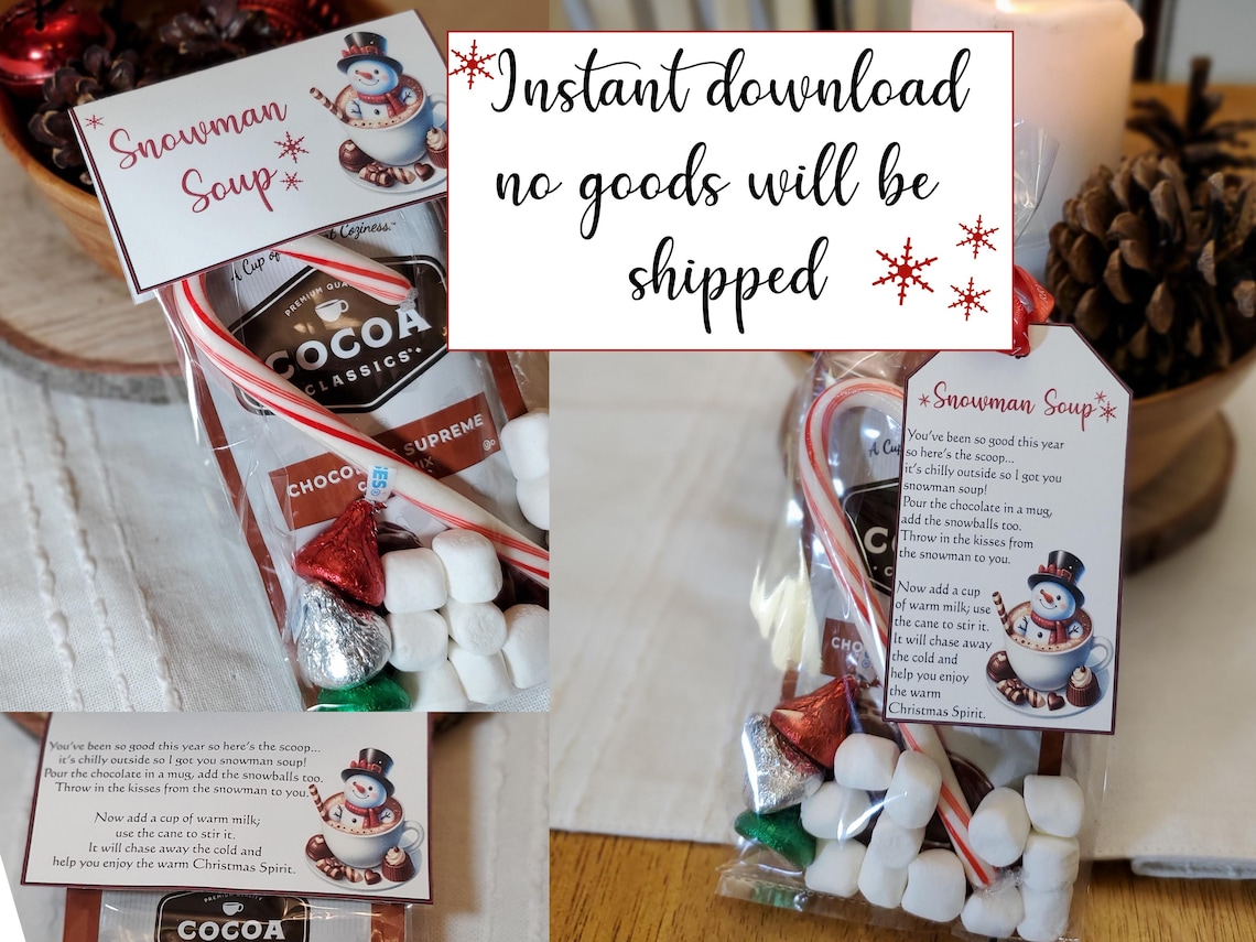 3 Types of DIY Snowman Soup Printable, Bag Topper, Holiday Treat Bag ...