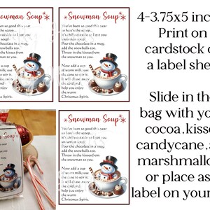 3 Types of DIY Snowman Soup Printable, Bag Topper, Holiday Treat Bag ...