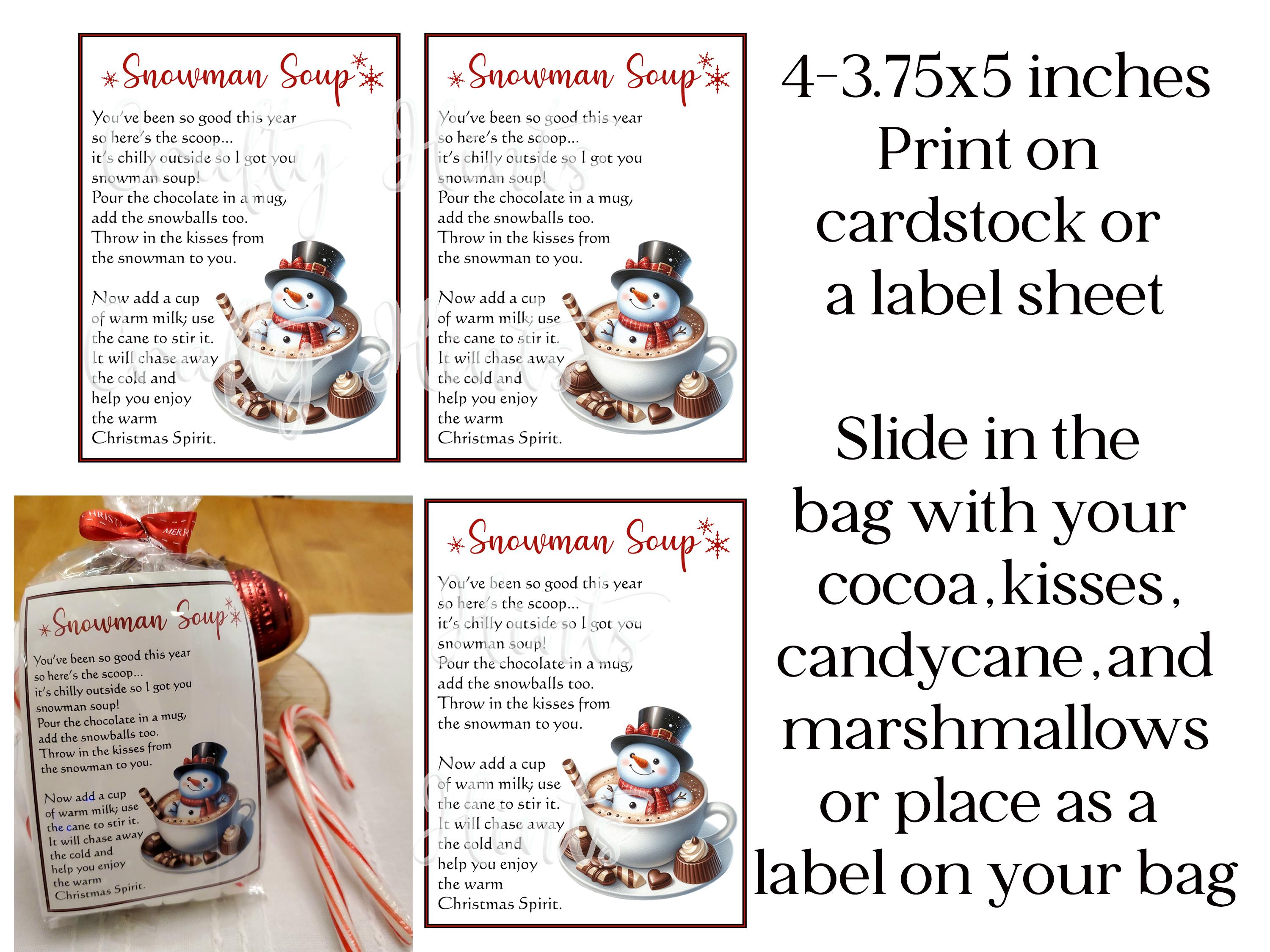 3 Types of Snowman Soup Printable, Bag Topper, Class Gifts, Snowman ...